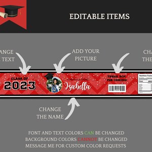 Red Graduation Decorations, Chip Bag Template, Candy Bars & Water ...