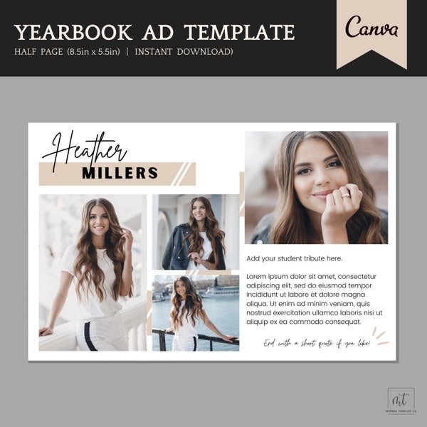 Senior Ad Half Page Template - Etsy