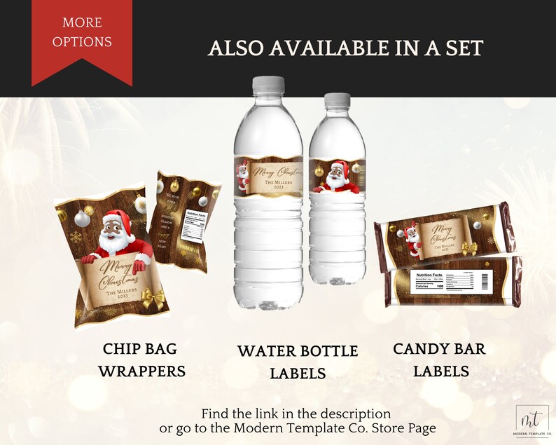 Santa Claus Candy Bar Template, Elegant Christmas Decorations, White ...