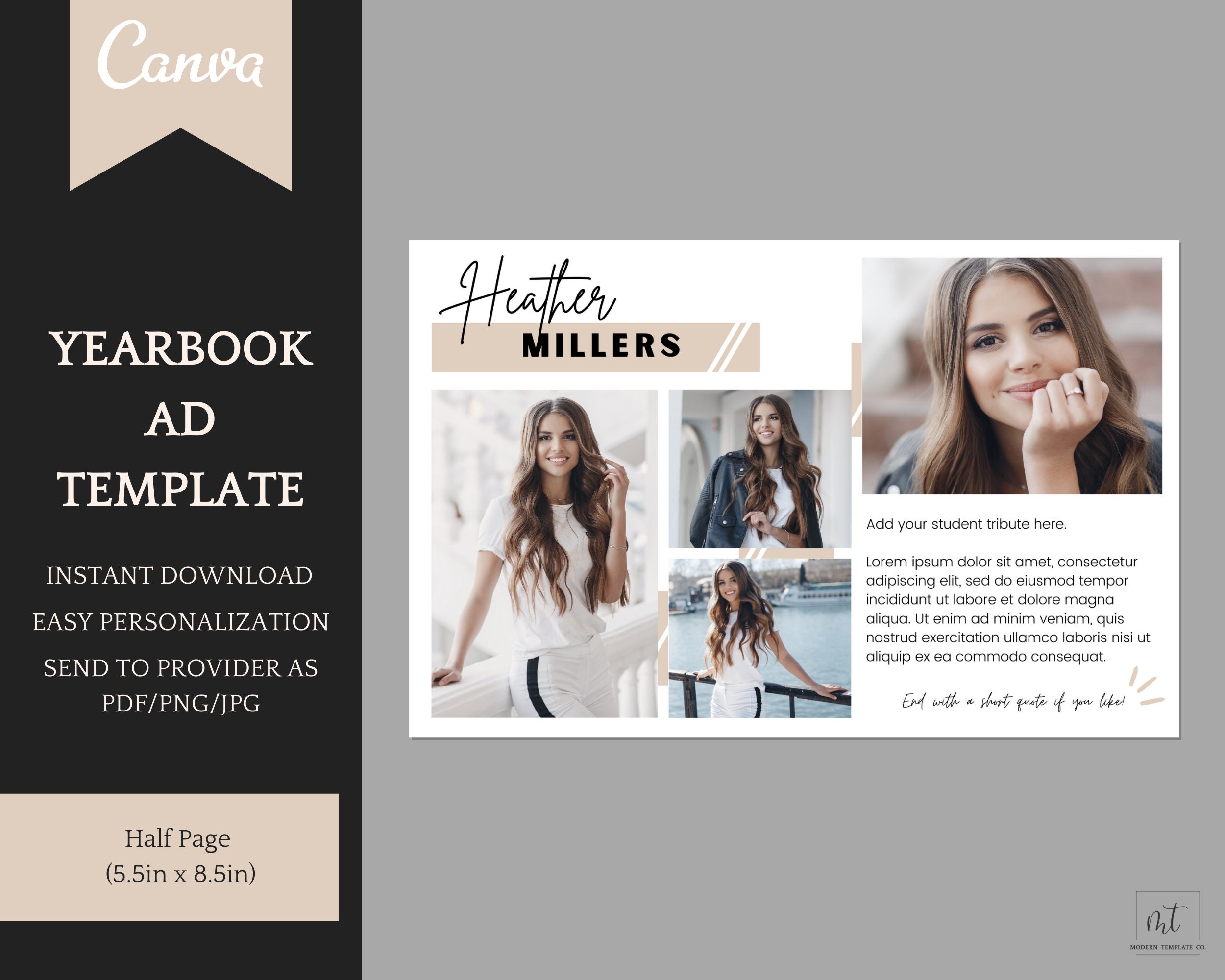Senior Yearbook Ad Template Elegant Half Page Graduation - Etsy