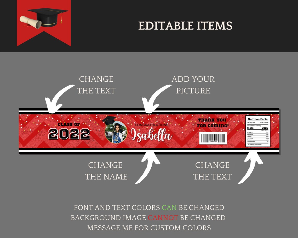 Water Bottle Label Template Editable Graduation Party - Etsy