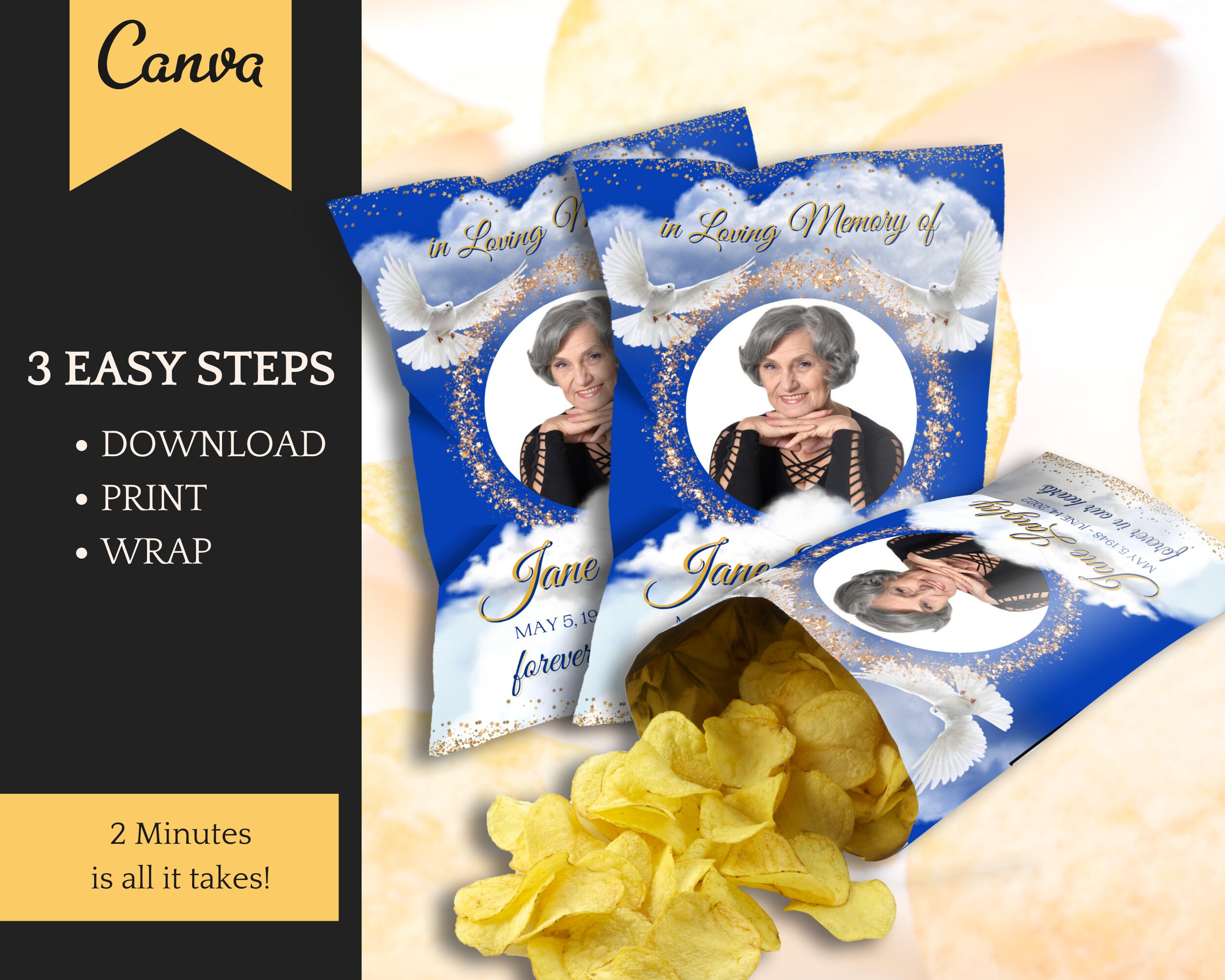 Chip Bag Template for Celebration of Life / Funeral / - Etsy
