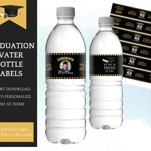 Water Bottle Label Template Editable Graduation Party | Etsy