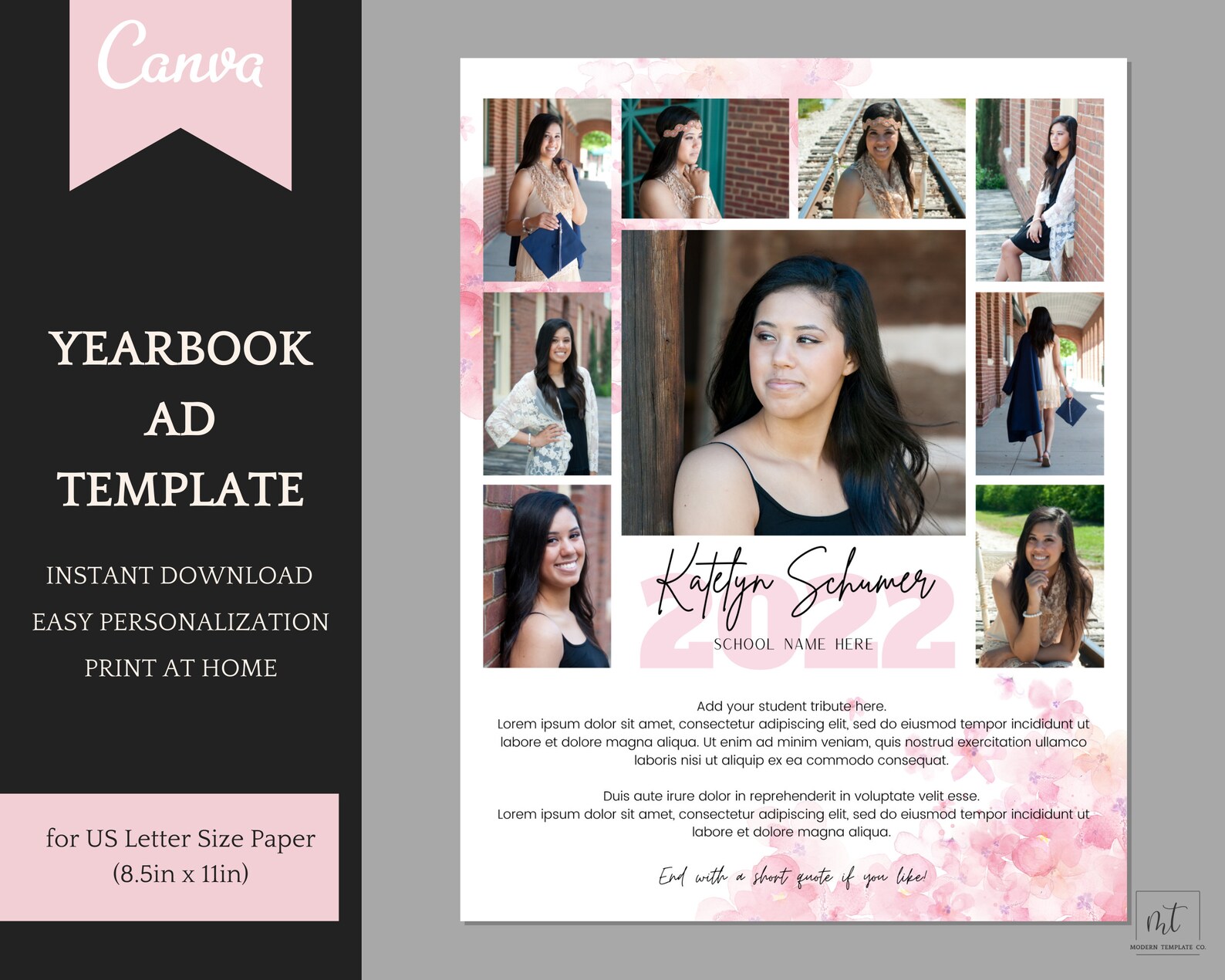 Senior Yearbook Ad Template Editable Full Page Template With | Etsy