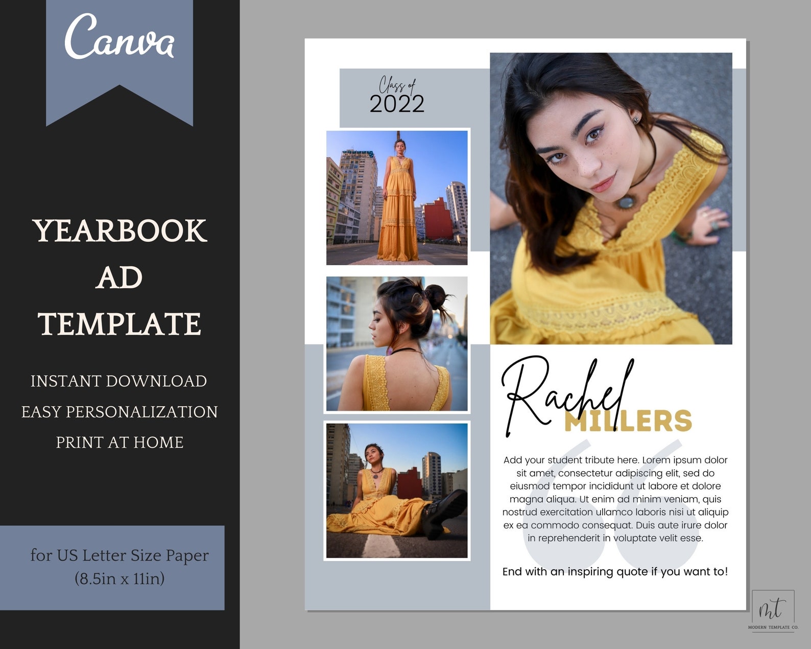 Senior Yearbook Ad Template Editable Full Page Template With - Etsy
