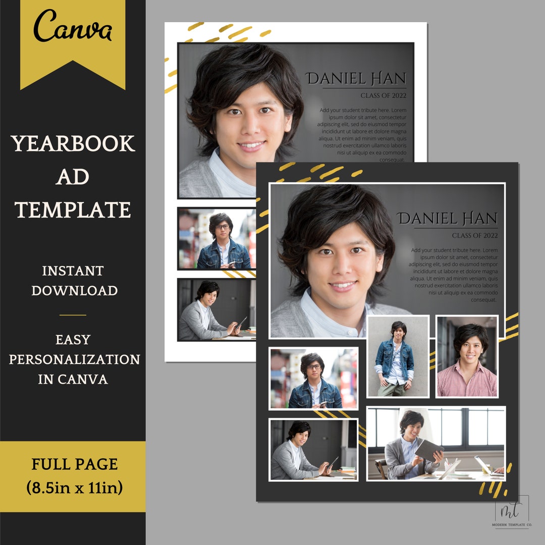 Senior Yearbook Ad Template for Boys and Girls - Editable Full Page ...