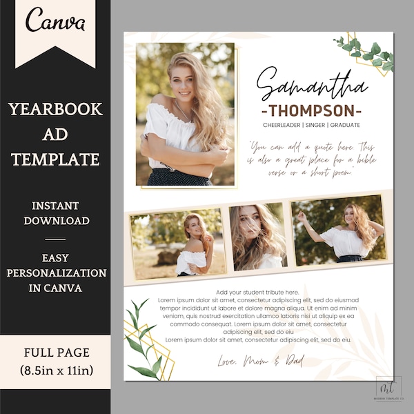 Canva Senior Full Page Template - Etsy