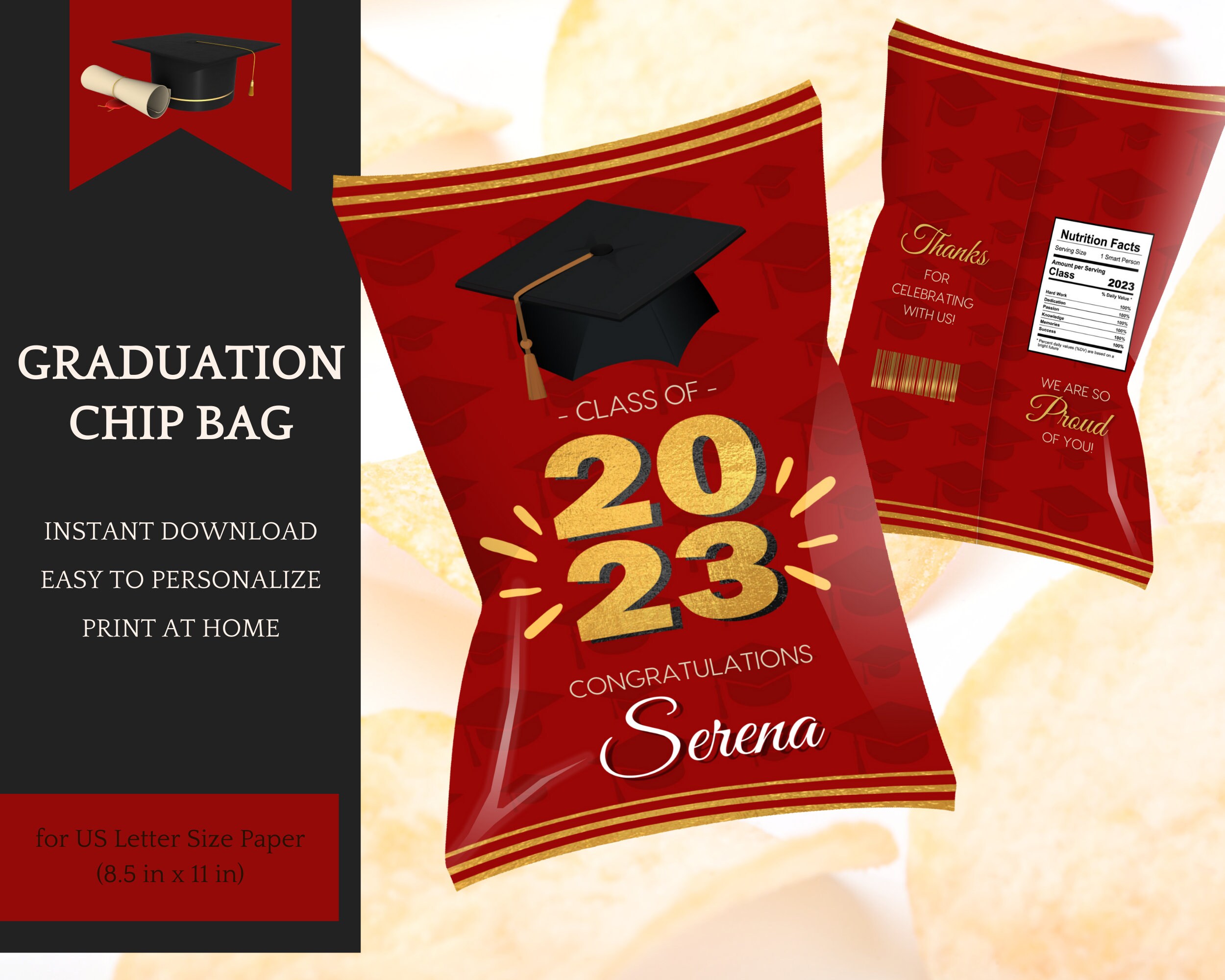 Chip Bag Template Editable Graduation Party Decorations - Etsy Canada