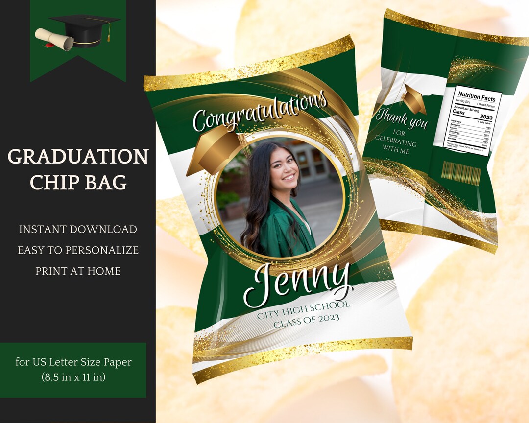 Graduation Chip Bag Template, Grad Party Decorations, Class of 2025 ...