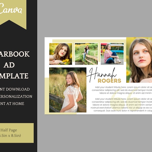 Yearbook Ad Canva Template Half Page Editable Modern School - Etsy