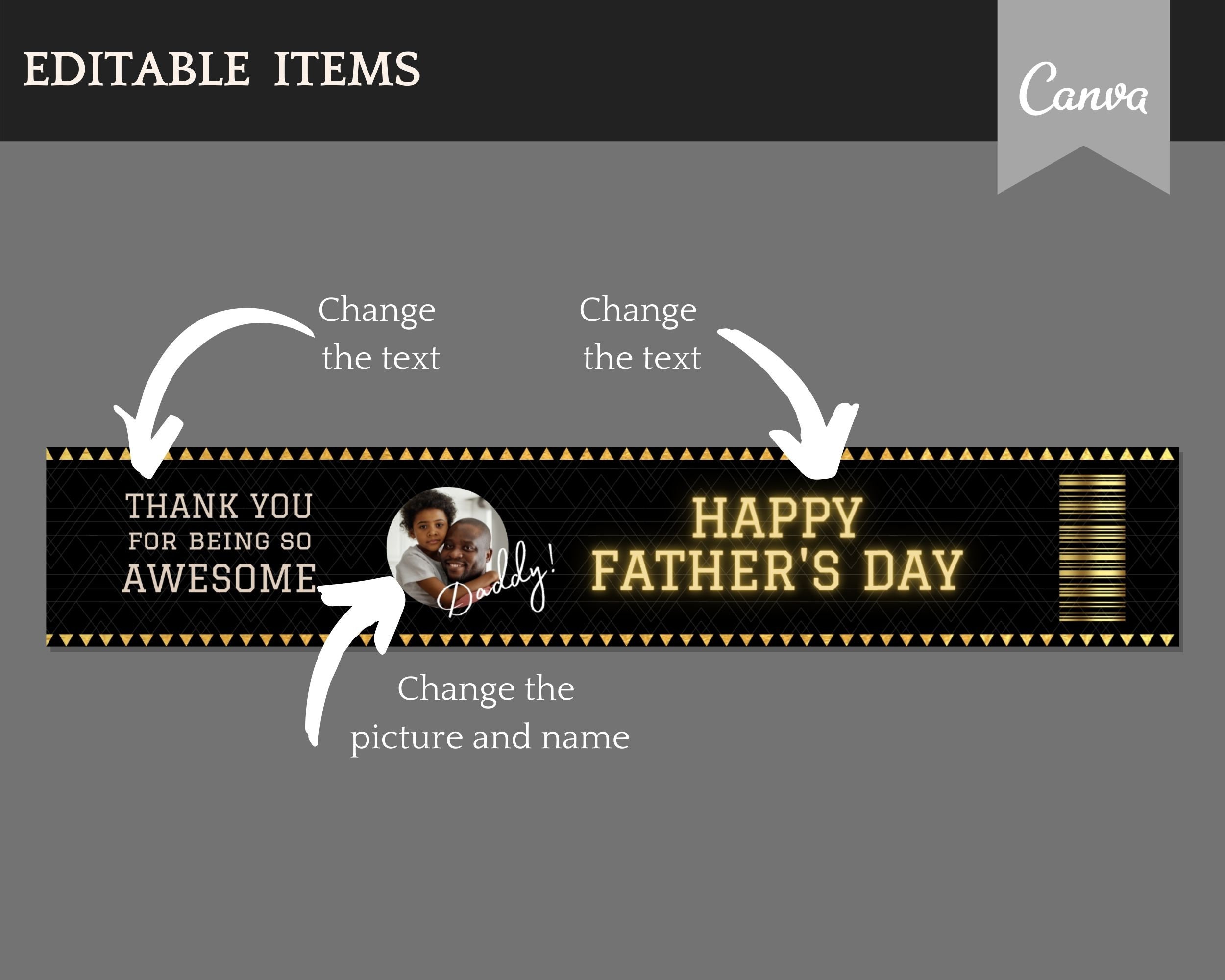 Fathers Day Gift: Editable Template Set for Canva With Chip - Etsy