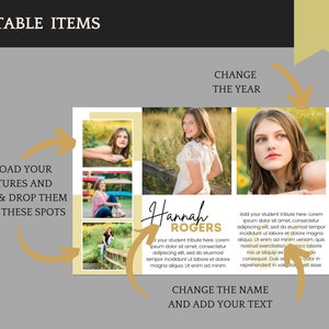 Yearbook Ad Template - Fully Editable Half Page Template for Senior ...