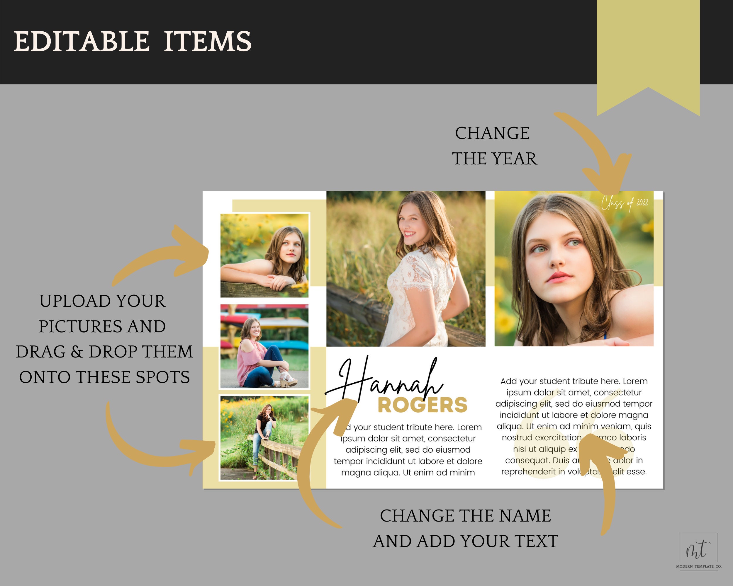 Yearbook Ad Template Fully Editable Half Page Template for - Etsy