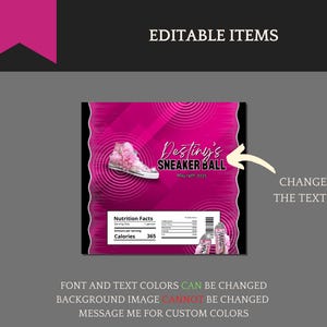 Sneaker Ball Candy Bar Template in Hot Pink, Birthday Decorations for ...