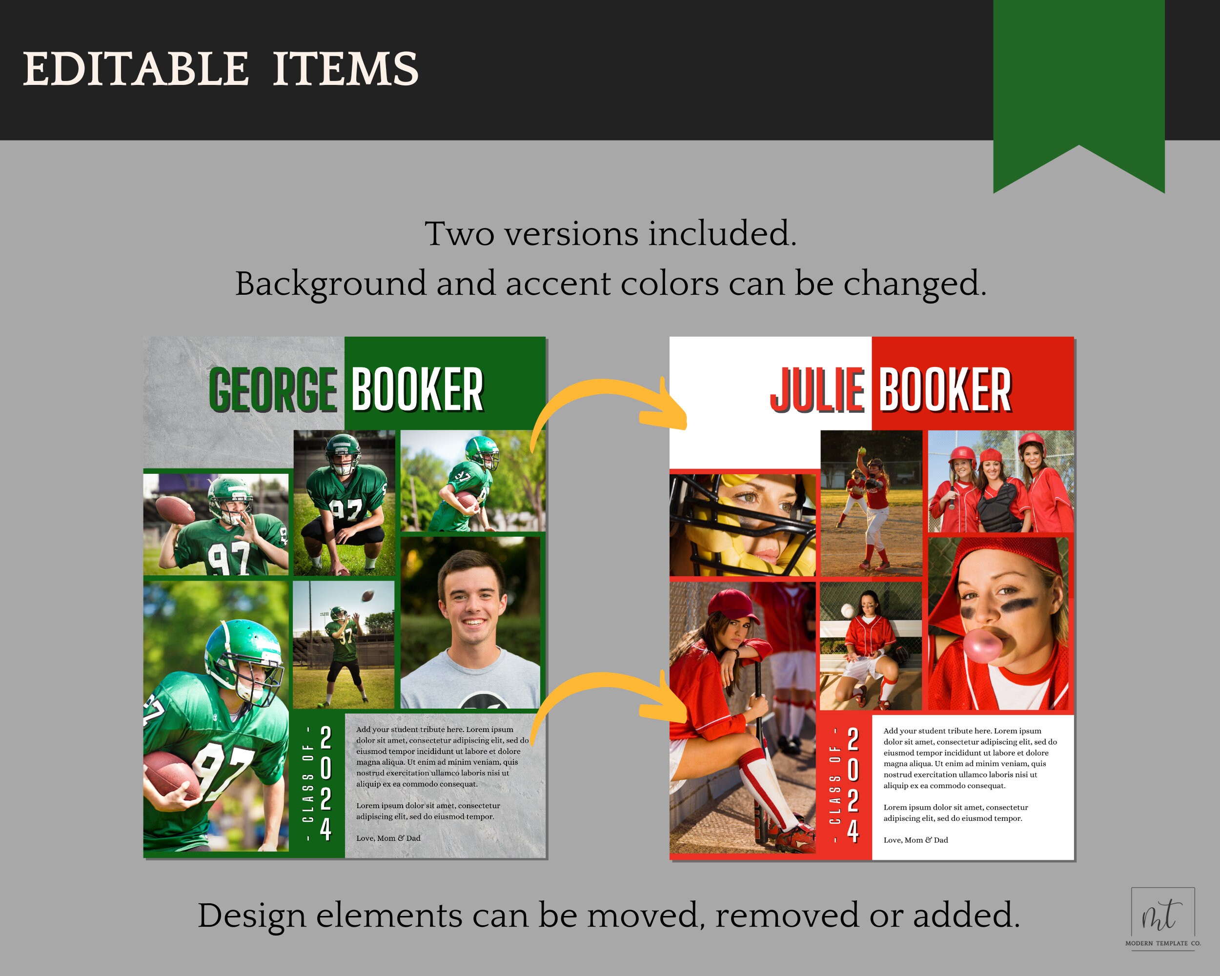 Senior Yearbook Ad Template - Sports / Athletes Theme - Football ...
