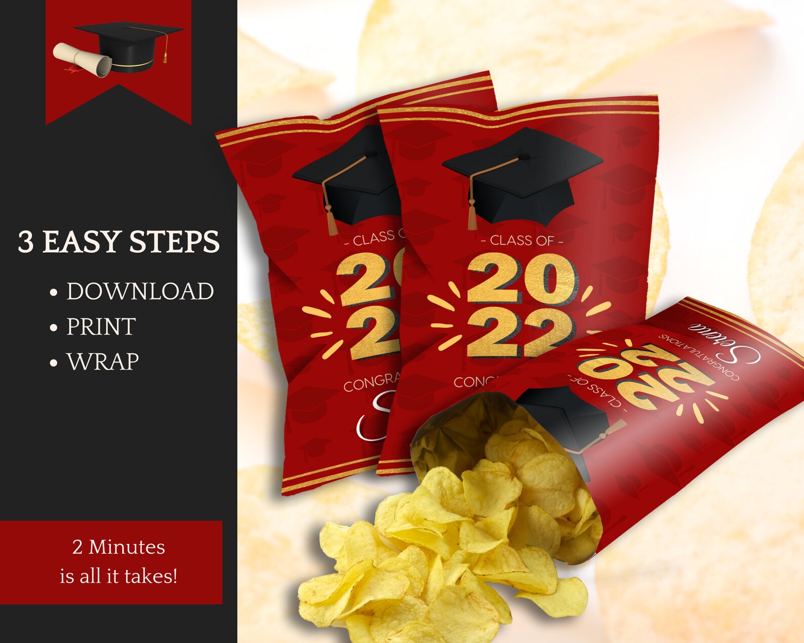 Chip Bag Template Editable Graduation Party Decorations | Etsy