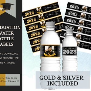 Graduation Water Bottle Label Template - Editable Party Favors, Class ...