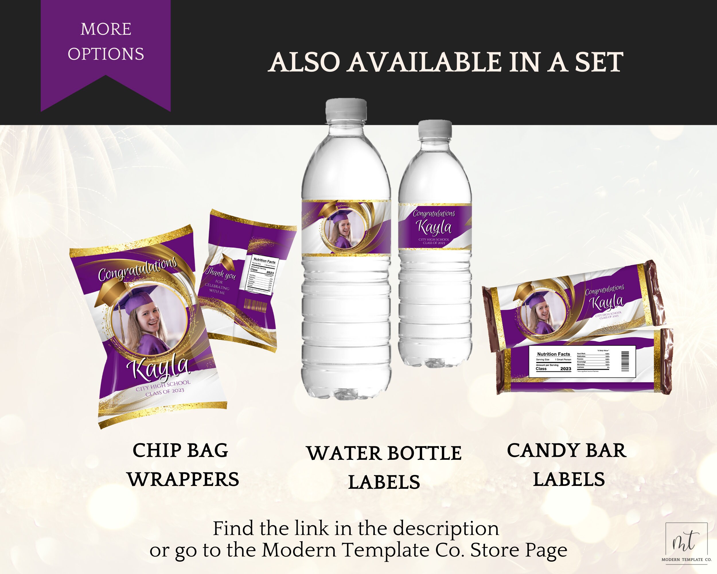 Purple Graduation Chip Bag Template, Grad Party Decorations, Class of ...