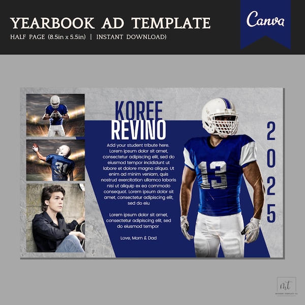 Football Program Ad Template - Etsy