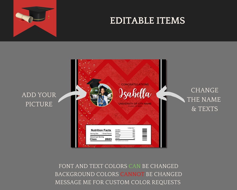 Candy Bar Template Graduation Party Decoration Class of - Etsy Canada