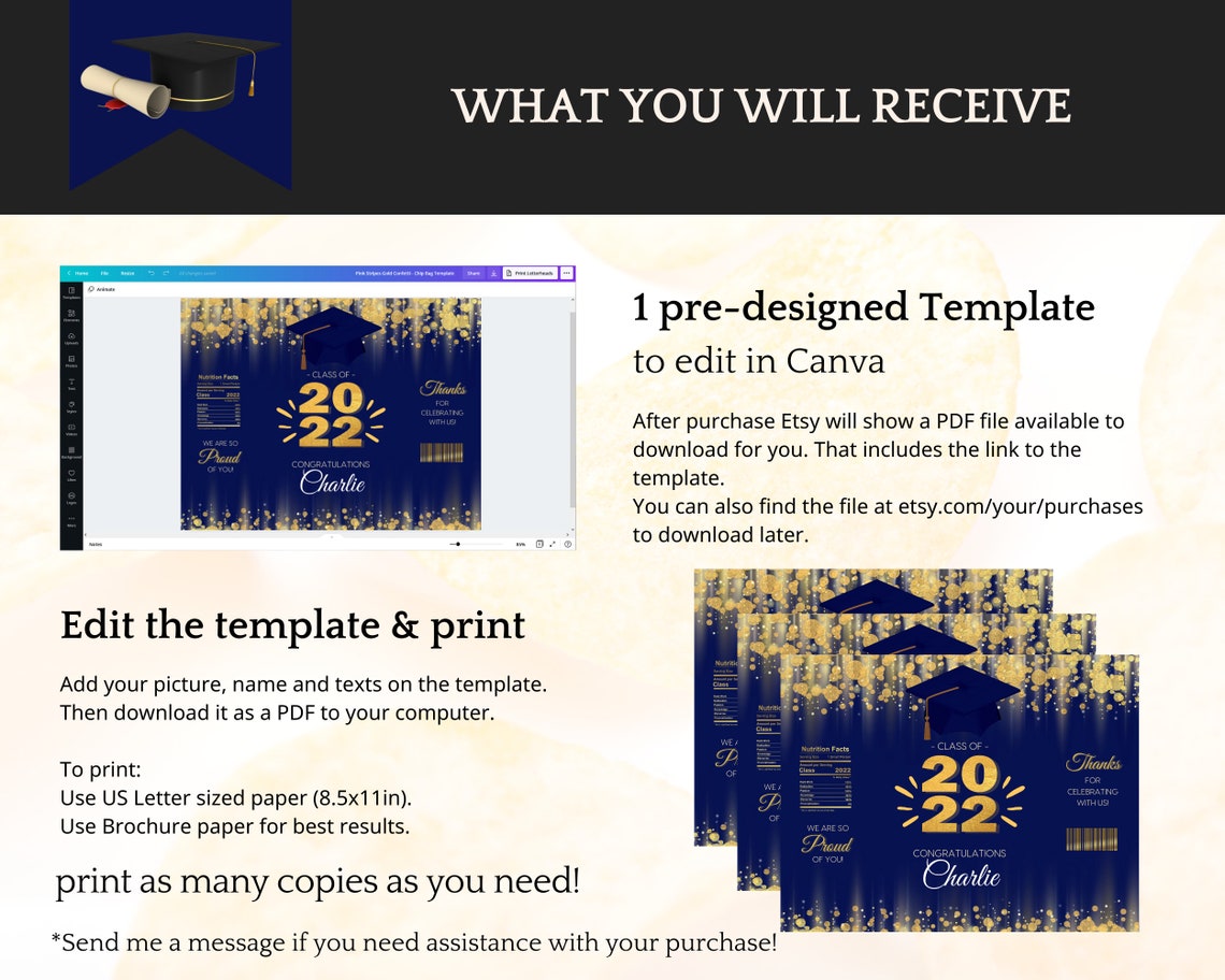 Chip Bag Template Editable Graduation Party Decorations | Etsy