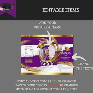 Purple Graduation Chip Bag Template, Grad Party Decorations, Class of ...
