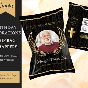 Chip Bag Template for Celebration of Life / Funeral / Memorial, Choose ...