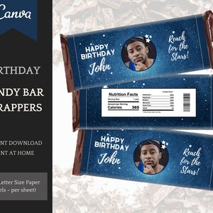 Navy Candy Bar Template Stars, Birthday Decorations for Her/him ...
