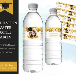 Water Bottle Label Template - Editable, Graduation Party, Class of 2022 ...