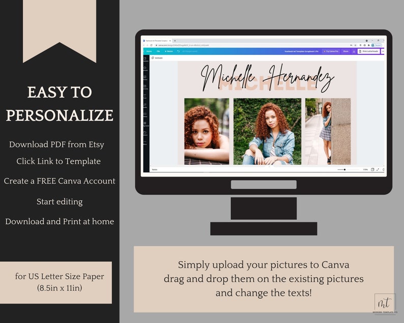 Senior Yearbook Ad Template - Editable Full Page Template With 5 Pic ...