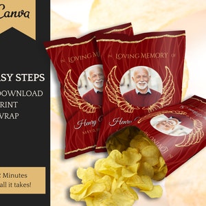 Chip Bag Template for Celebration of Life / Funeral / Memorial, Choose ...