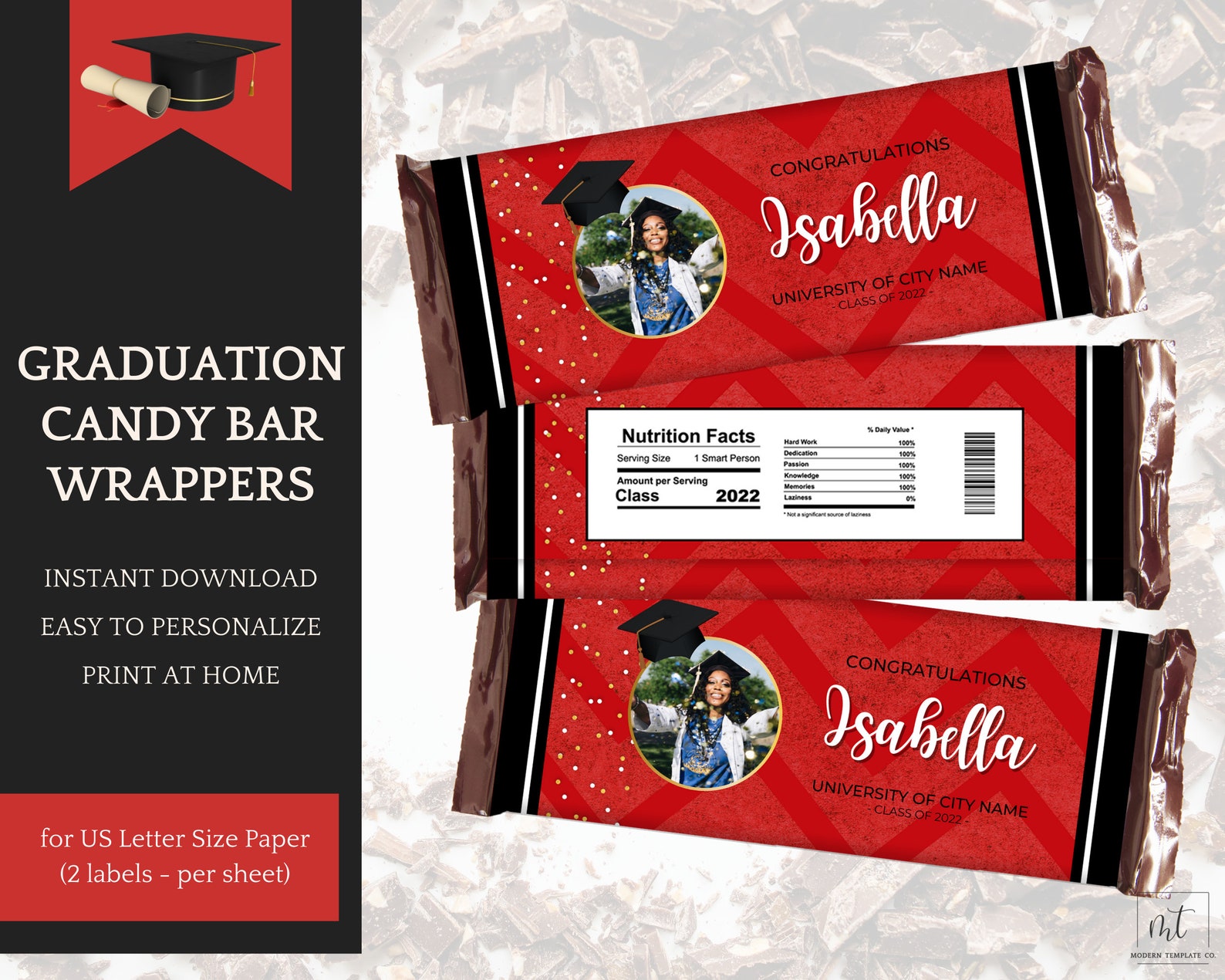 Candy Bar Template Graduation Party Decoration Class of - Etsy