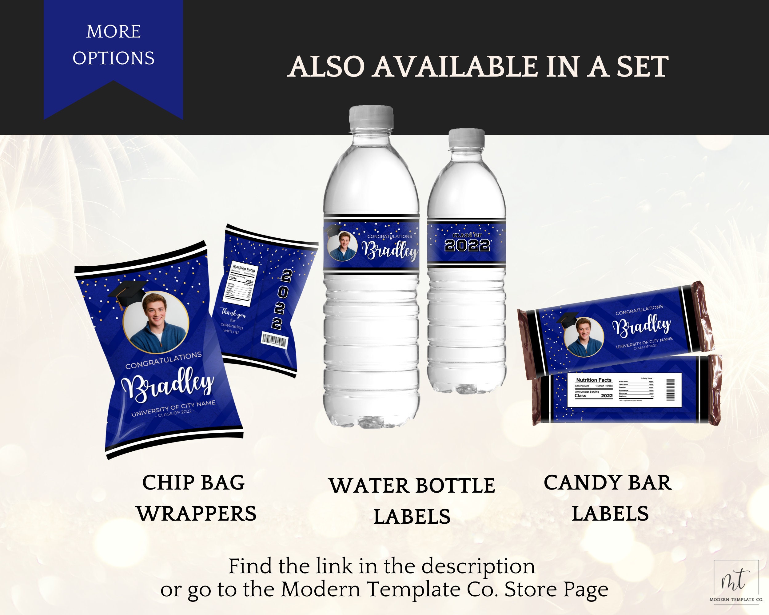 Water Bottle Label Template - Editable, Graduation Party, Class of 2023 ...