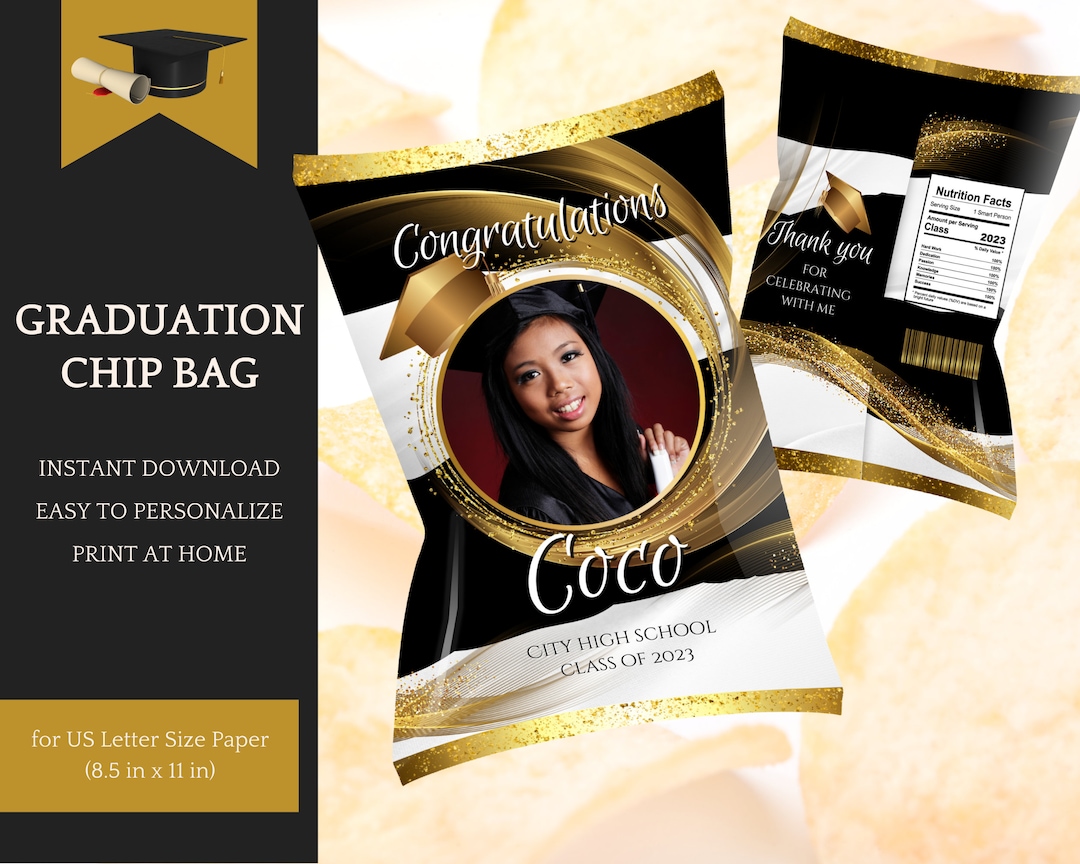 Graduation Chip Bag Template, Grad Party Decorations, Class of 2025 ...