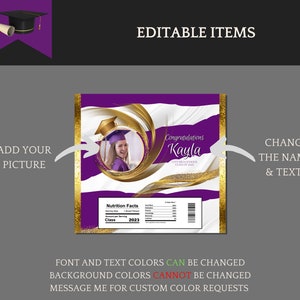 Graduation Decorations Bundle, Chip Bag Template, Candy & Water Labels ...