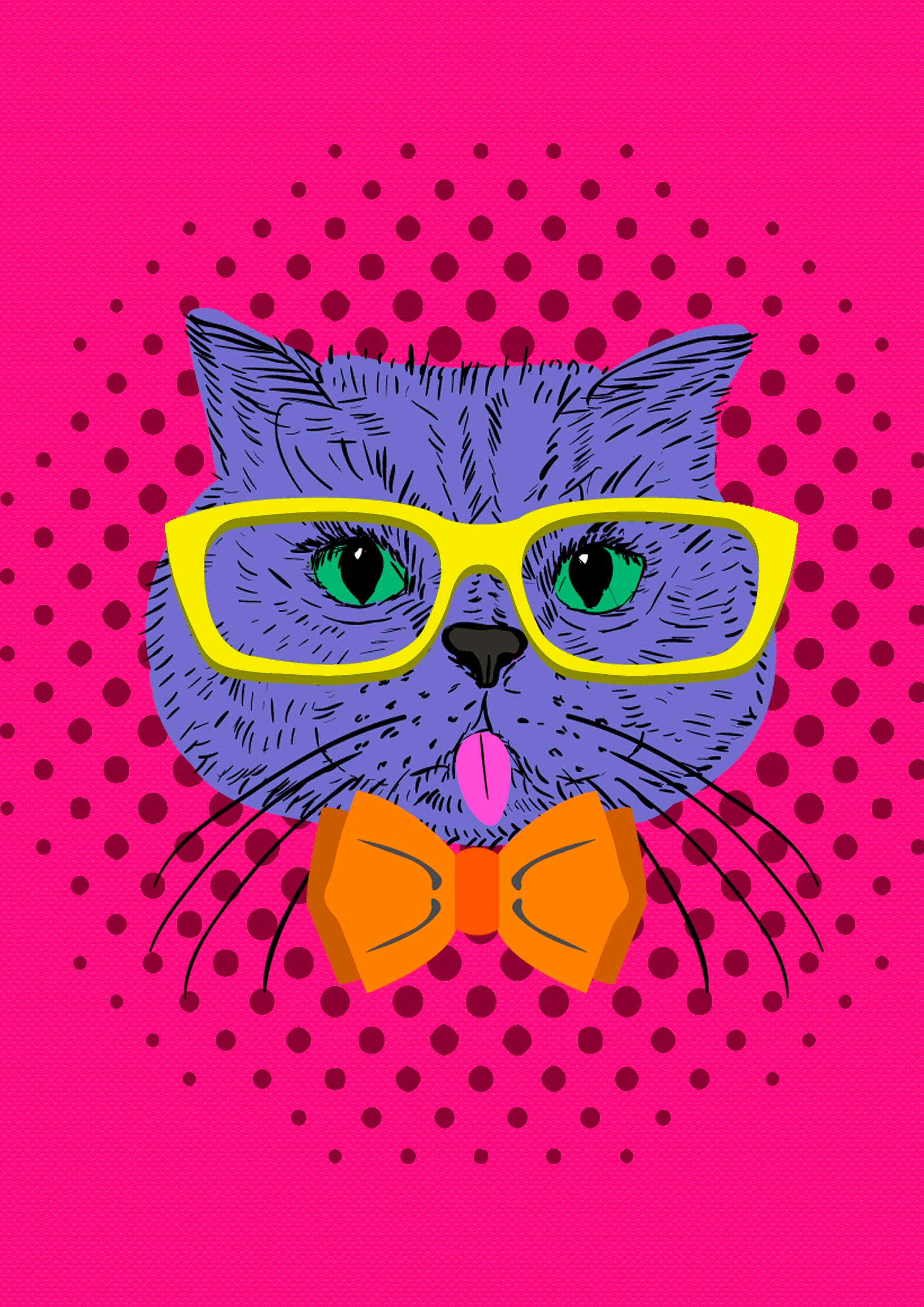 Cat Pop Art Pink Background - Etsy