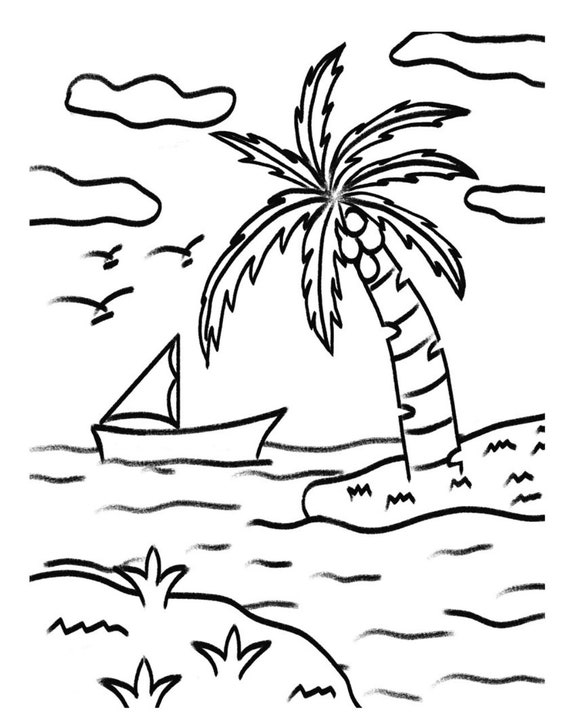 Simple Beach Coloring Pages