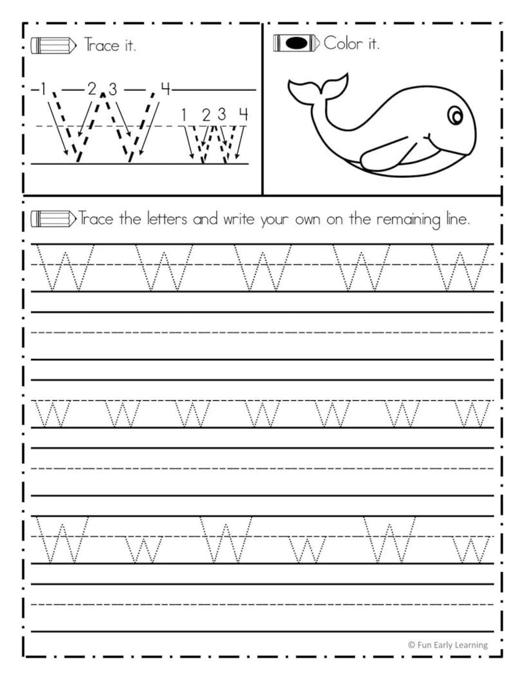 100 Handwriting Trace and Coloring Page - 100 Pages - Etsy