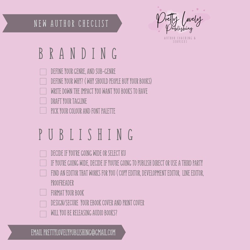 New Author Checklist - Etsy