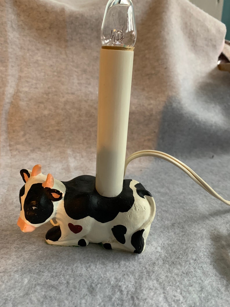 Rare Vintage Holstein Cow Lamp - Etsy