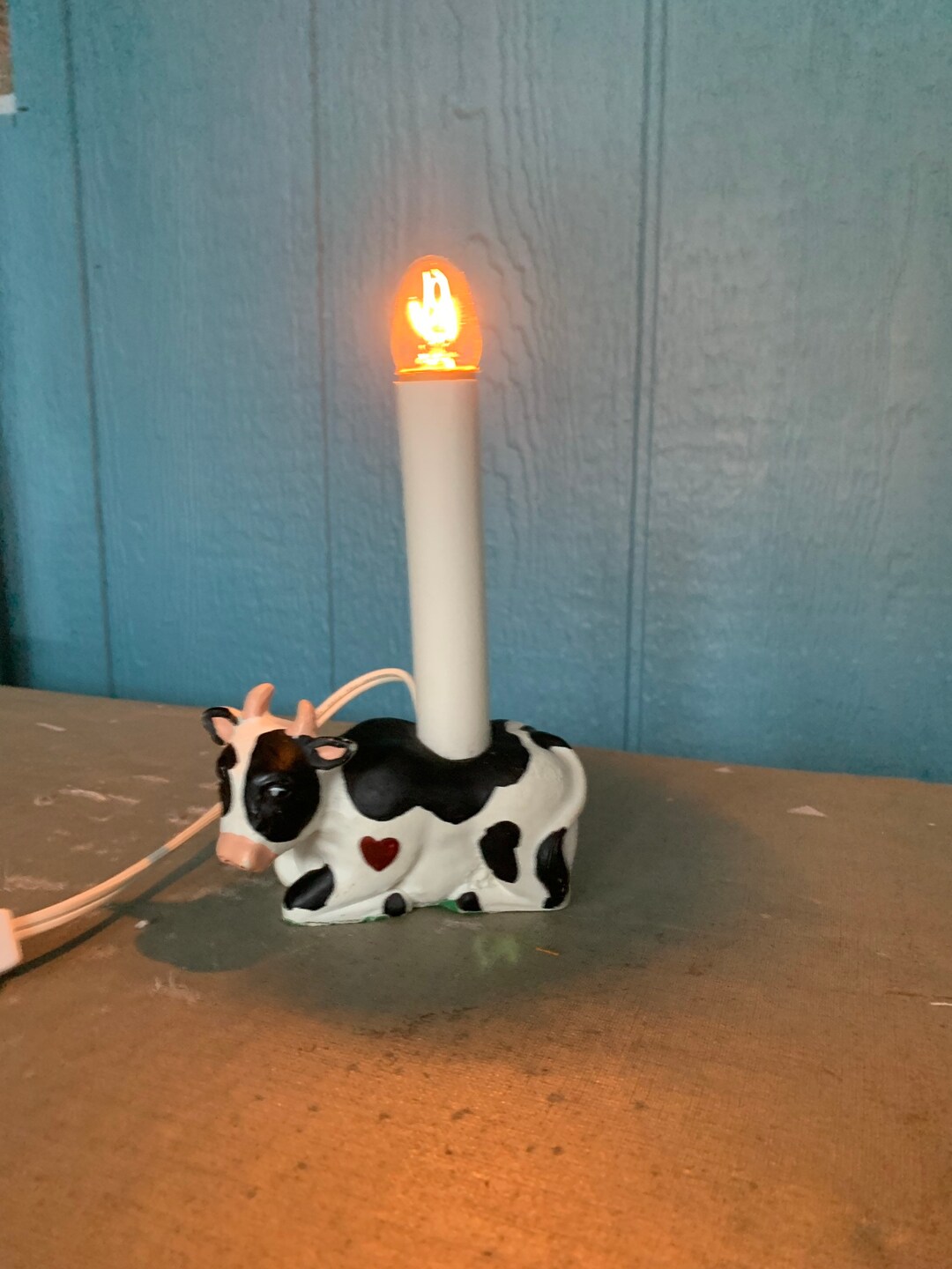 Rare Vintage Holstein Cow Lamp - Etsy