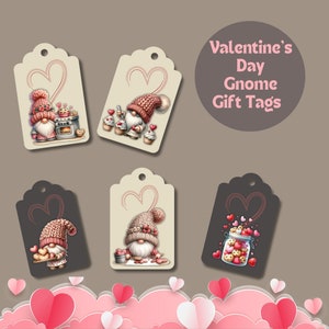 Valentines Day Gift Tags Printable Gnome Valentines Day - Etsy