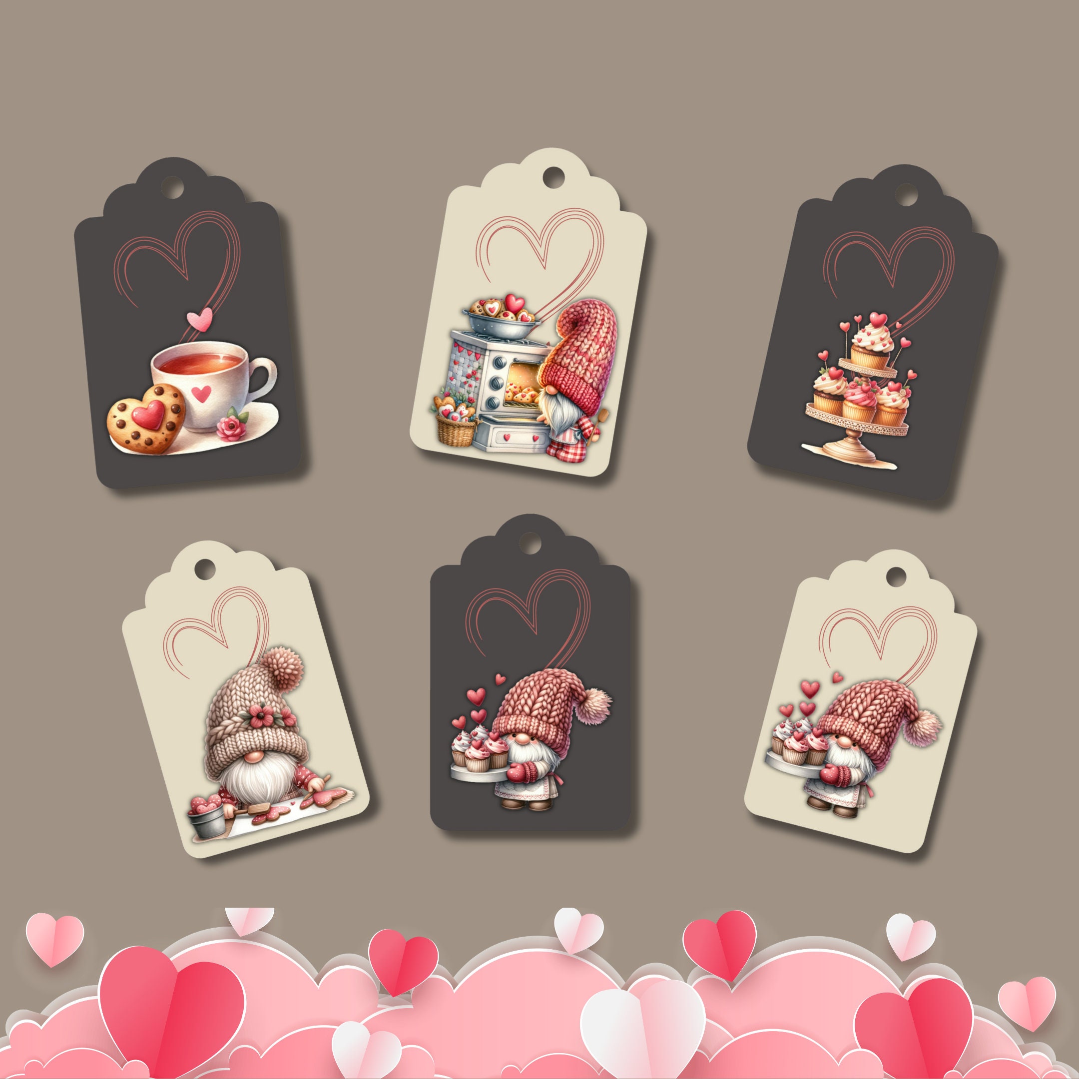 Valentines Day Gift Tags Printable Gnome Valentines Day - Etsy