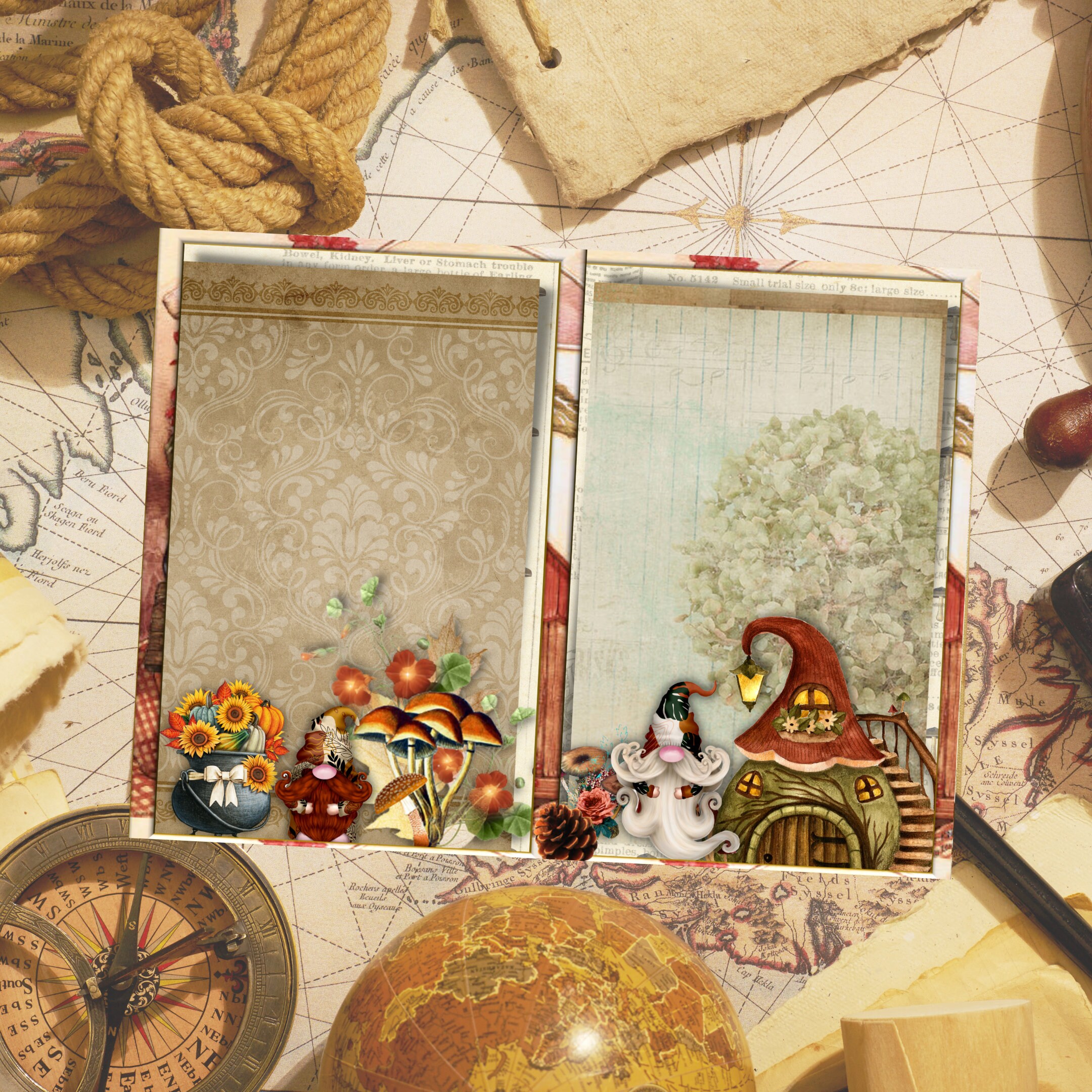 Magic Forest Gnome Junk Journal Pages Halloween Journal Printable Junk ...