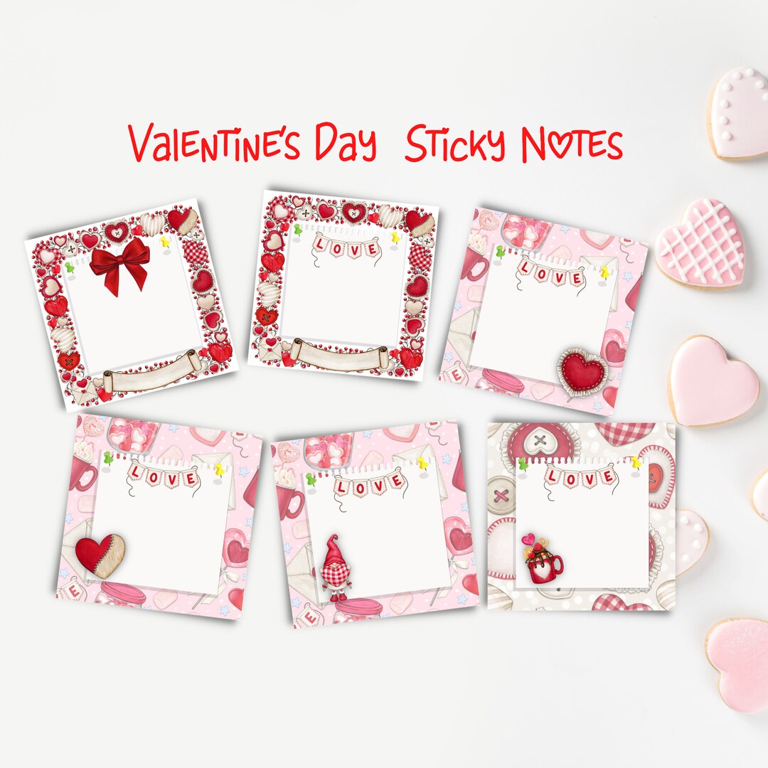 Valentines Day Gnome Sticky Notes Printable Sticky Notes Set - Etsy