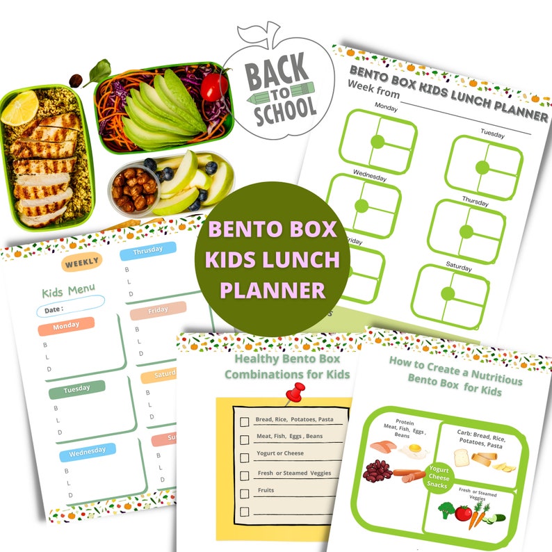 Bento Box Lunch Box Planner Bento Box Meal Planner Printable Bento Box ...