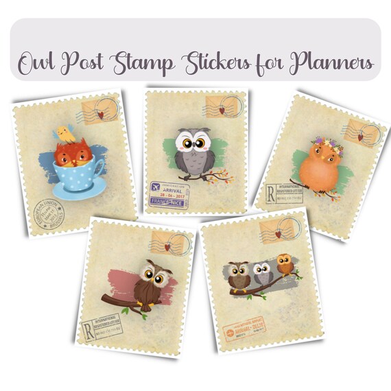 Owl Post Stamp Stickers for Planners Printable Stickers - Etsy