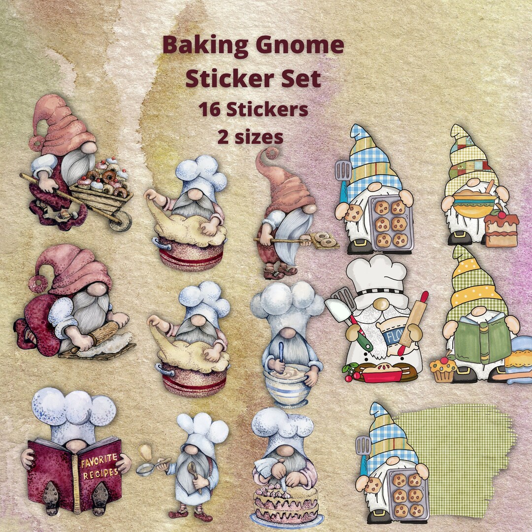 Cute Gnome Sticker Set: Baking Gnome Clipart Planner Stickers | Crafts ...