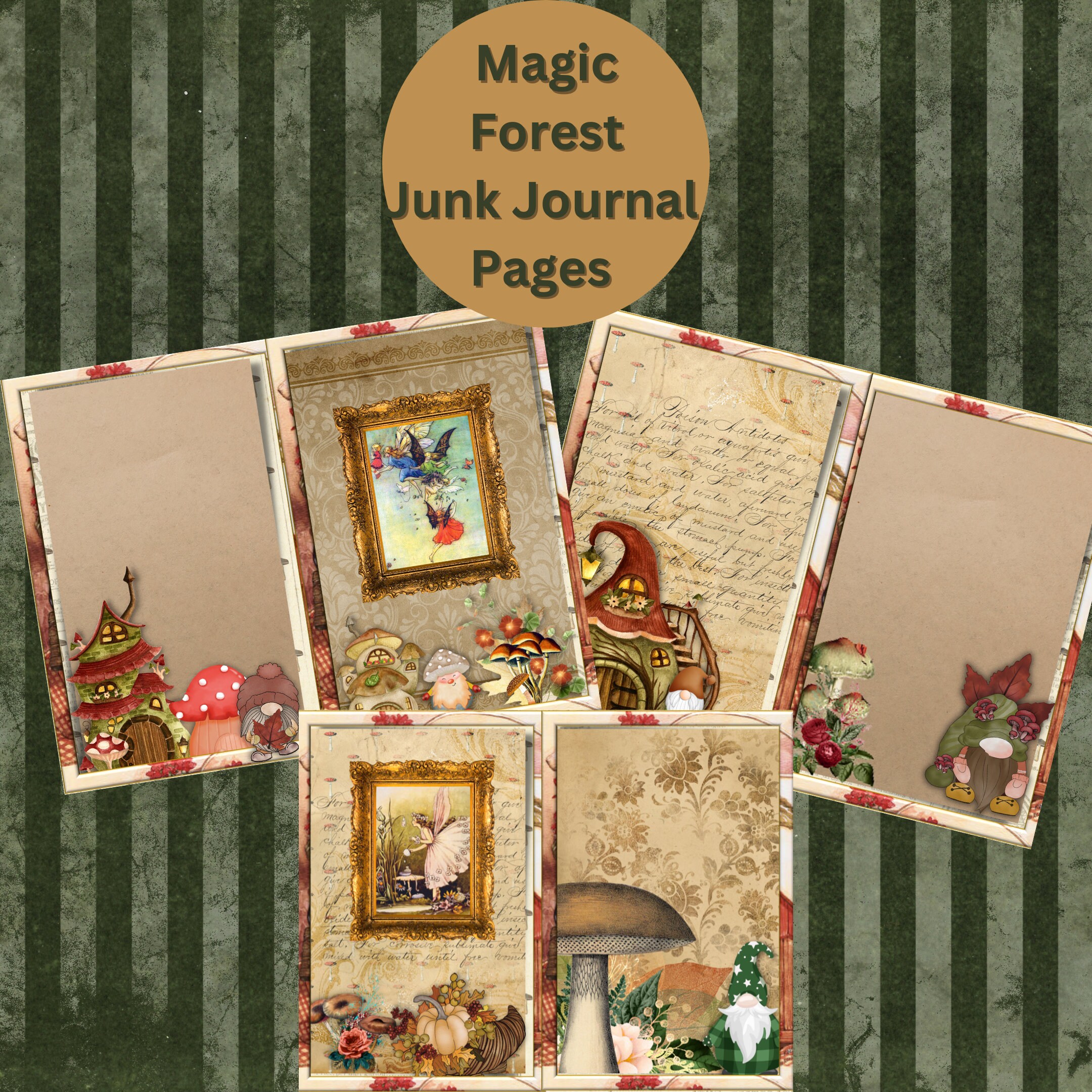 Magic Forest Gnome Junk Journal Pages | Halloween Journal Printable ...