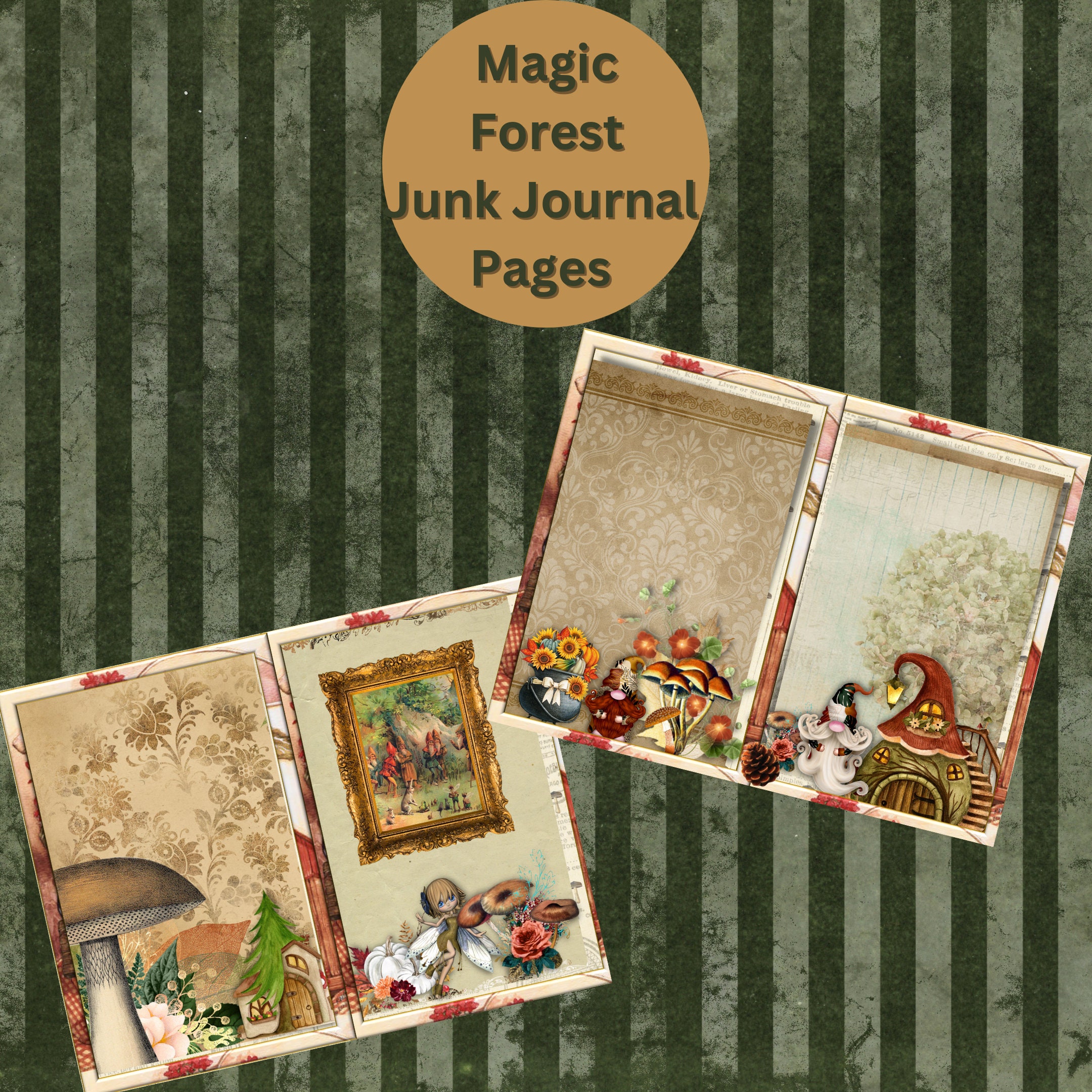 Magic Forest Gnome Junk Journal Pages | Halloween Journal Printable ...